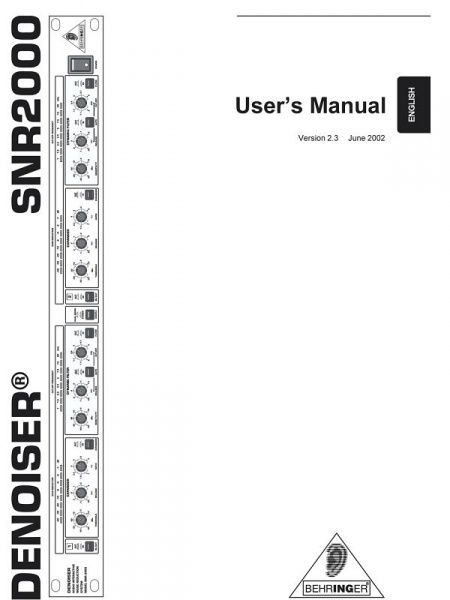 Behringer Denoiser SNR 2000 In Inglese e Tedesco
